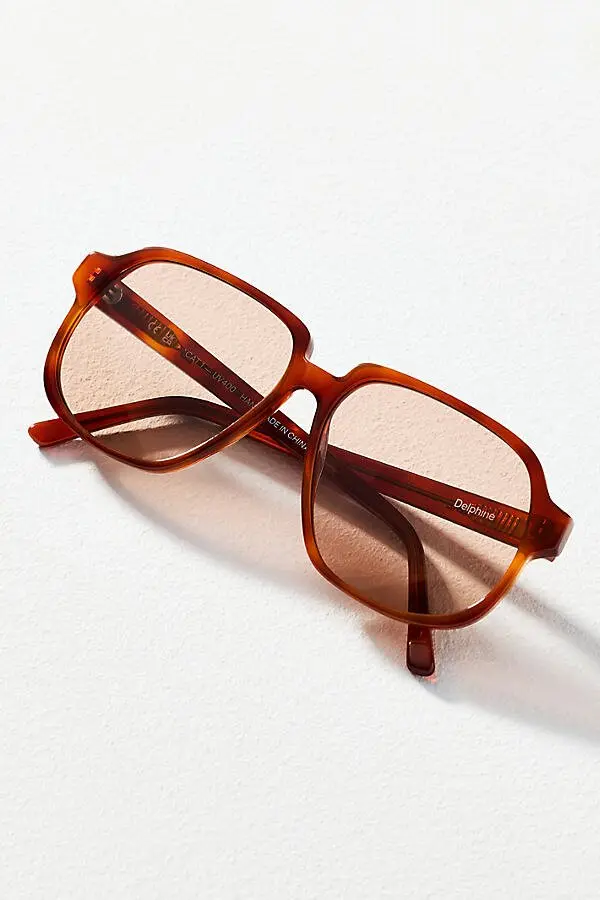 LU GOLDIE Oversized Square Sunglasses - Chestnut Blue Light