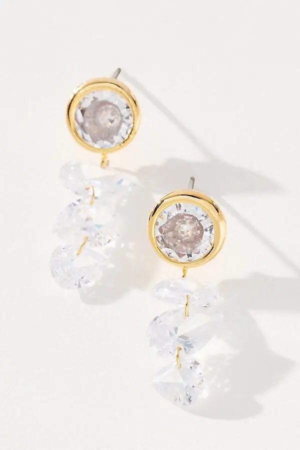 Anthropologie Chunky Crystal Teardrop Earrings - Clear