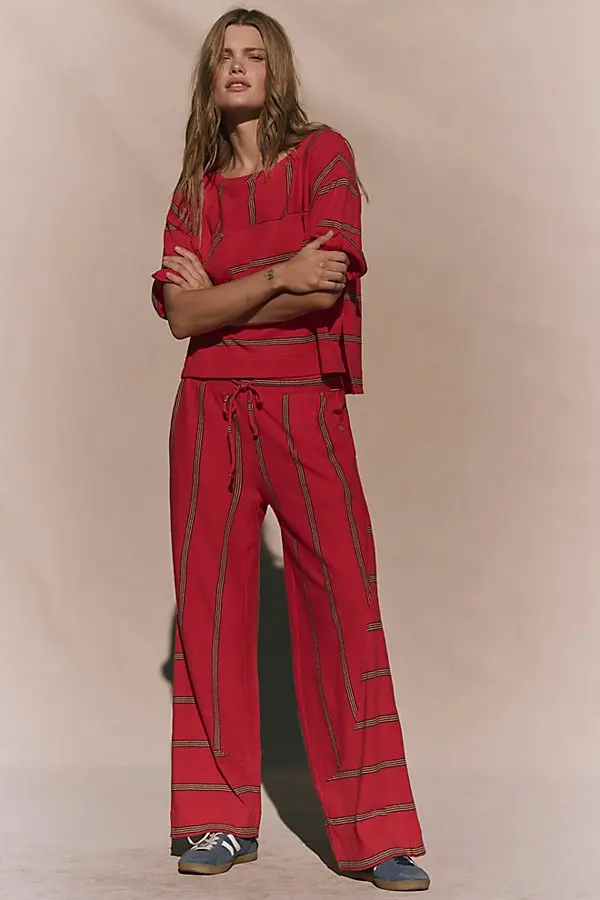 Free People Nolan Pant Set - Red Combo