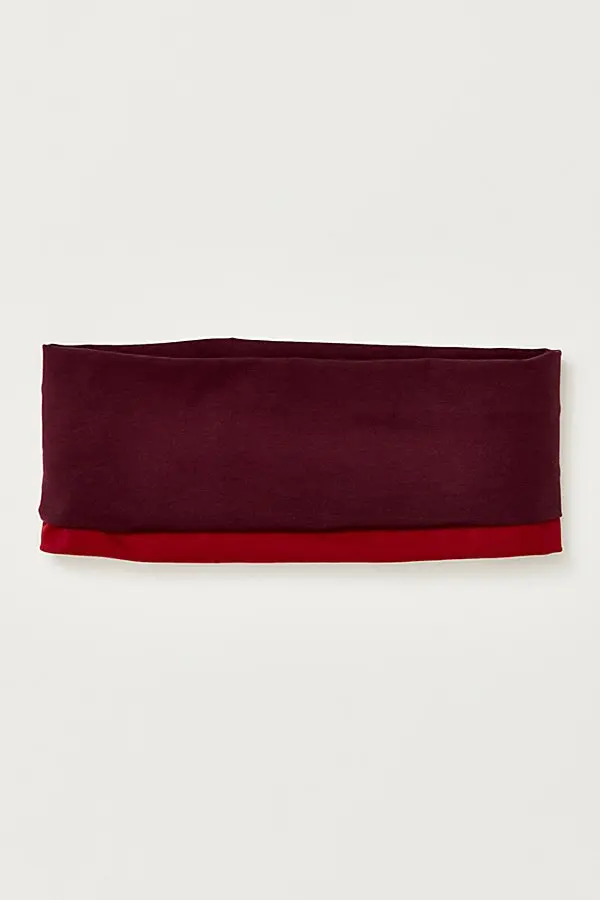 Free People Solid Soft Reversible Headband - Eggplant/rouge