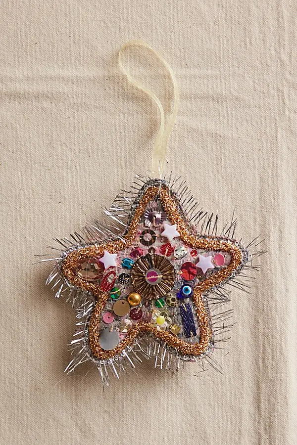SISSEL EDELBO Embellished Tinsel Star Ornament - Gold Combo