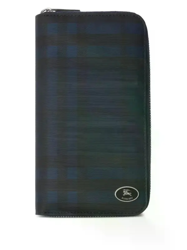 Burberry Check-pattern Zip-closure Wallet - Blue