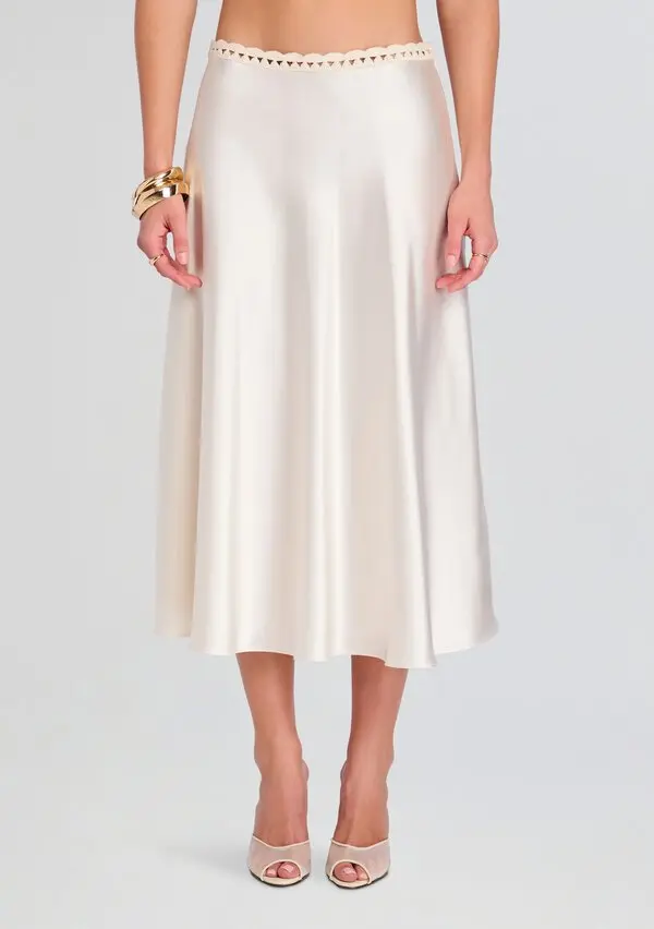 SEROYA Tamsin Midi Skirt - Eggshell