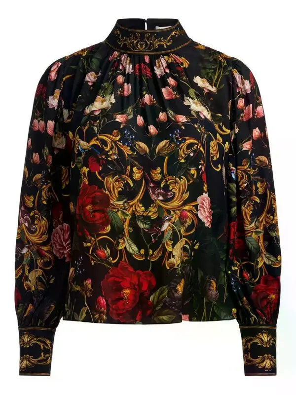 Alice + Olivia Marion Gathered Mock-neck Blouse