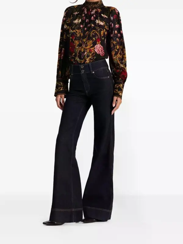Alice + Olivia Marion Gathered Mock-neck Blouse