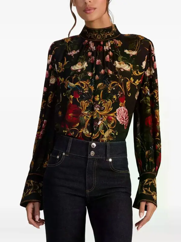 Alice + Olivia Marion Gathered Mock-neck Blouse
