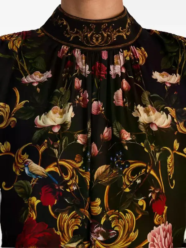 Alice + Olivia Marion Gathered Mock-neck Blouse