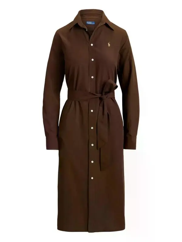 Polo Ralph Lauren Polo Pony Long-sleeved Shirt Dress - Brown