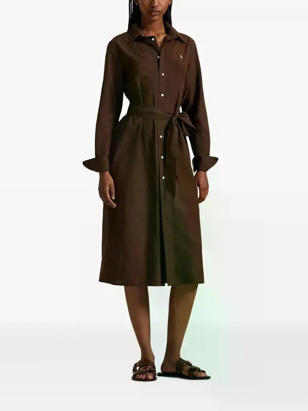 Polo Ralph Lauren Polo Pony Long-sleeved Shirt Dress - Brown