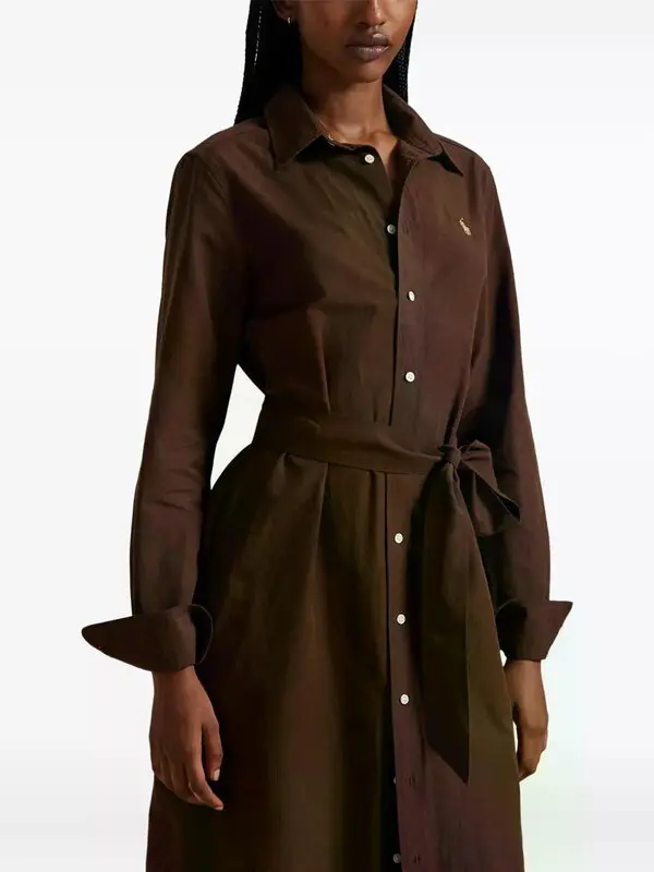 Polo Ralph Lauren Polo Pony Long-sleeved Shirt Dress - Brown