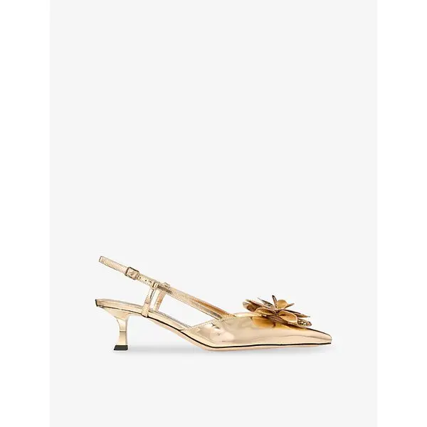 JIMMY CHOO Mimmi 50 Metallic-leather Slingbacks