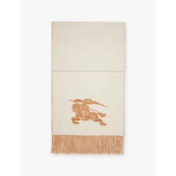 Burberry Knight Logo Cashmere Scarf - Pebble White