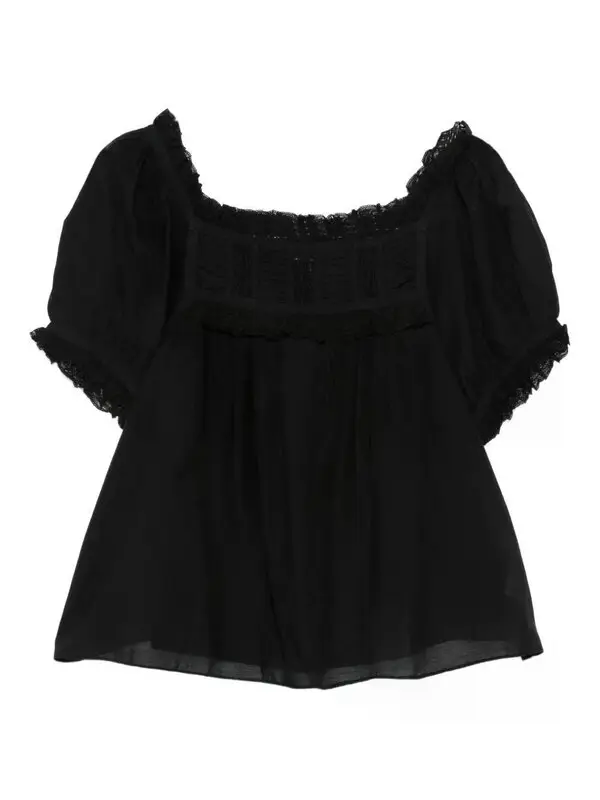 DÔEN Frances Ruffled Top - Black
