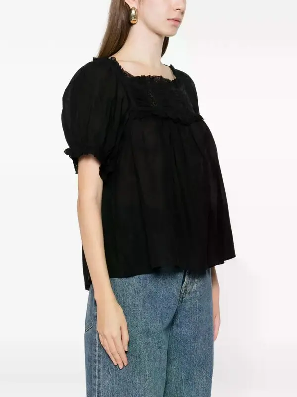 DÔEN Frances Ruffled Top - Black