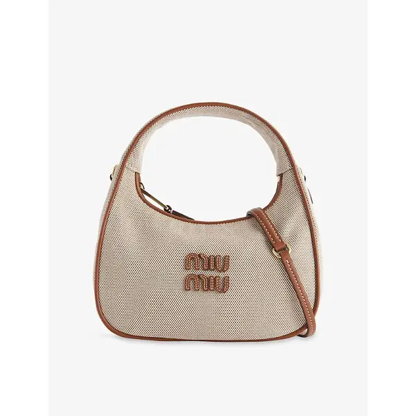 Miu Miu Logo-embellished Canvas Shoulder Bag
