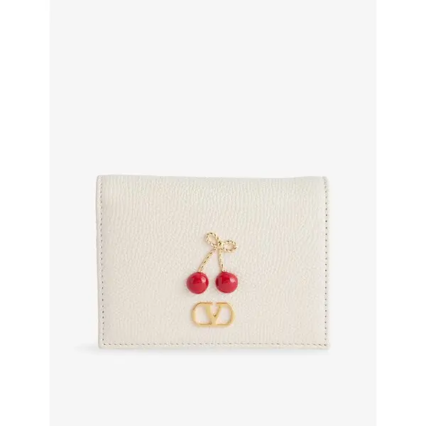 Valentino Garavani Cherryfic Leather Wallet - Light Ivory