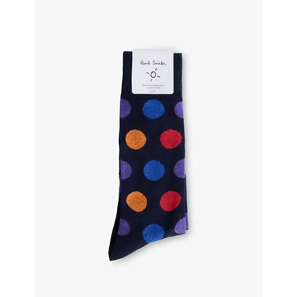 Paul Smith Mike Polka-dot Cotton-blend Crew Socks - Blue