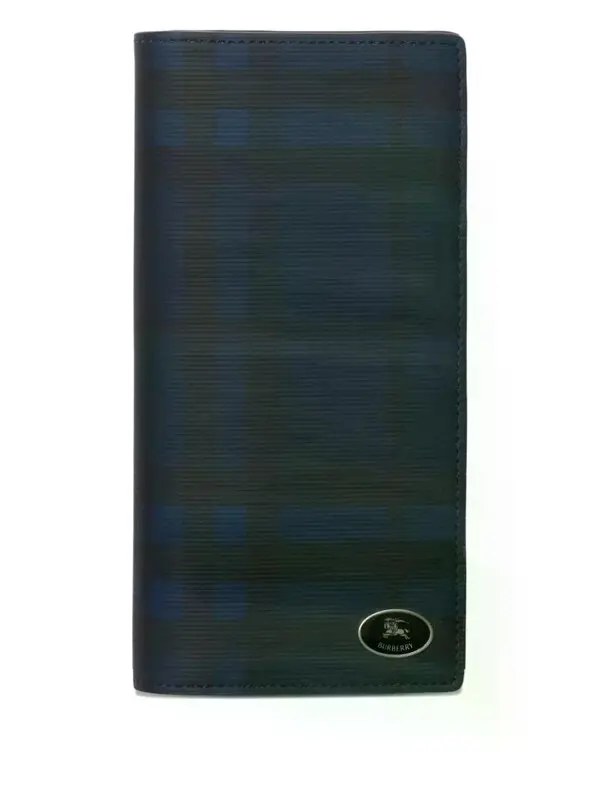 Burberry Check Logo-plaque Wallet - Blue