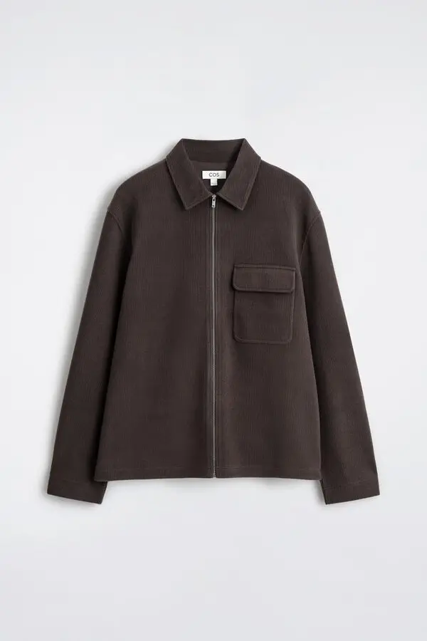 Cos Corduroy-jersey Zip-up Overshirt
