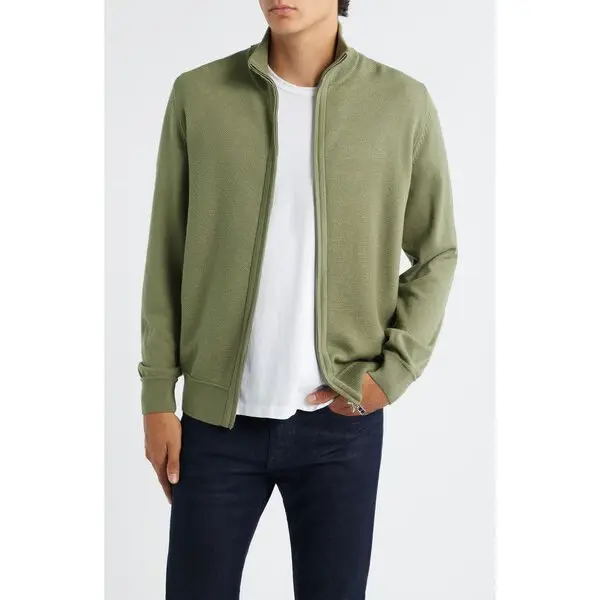 BOSS Illarione Zip Wool Cardigan - Medium Green