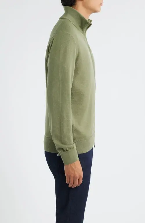 BOSS Illarione Zip Wool Cardigan - Medium Green