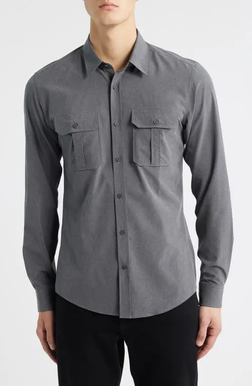 BOSS Roan Kent Slim Fit Performance Button-up Shirt - Grey