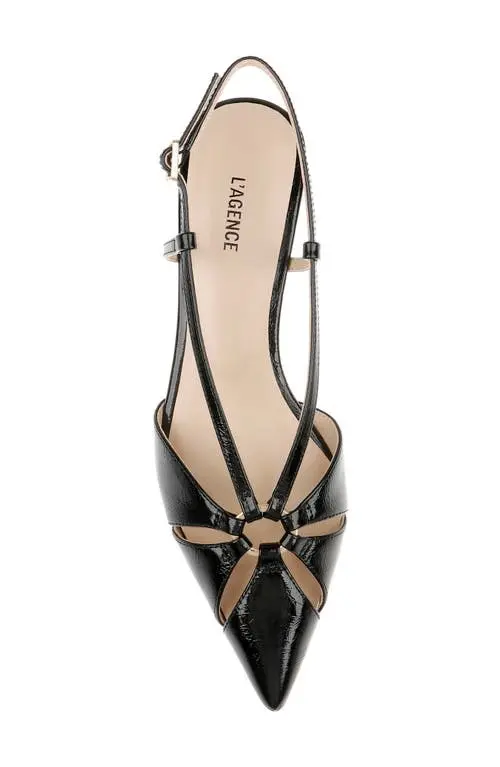 L'Agence Adavi Pointed Toe Slingback Pump - Black Patent