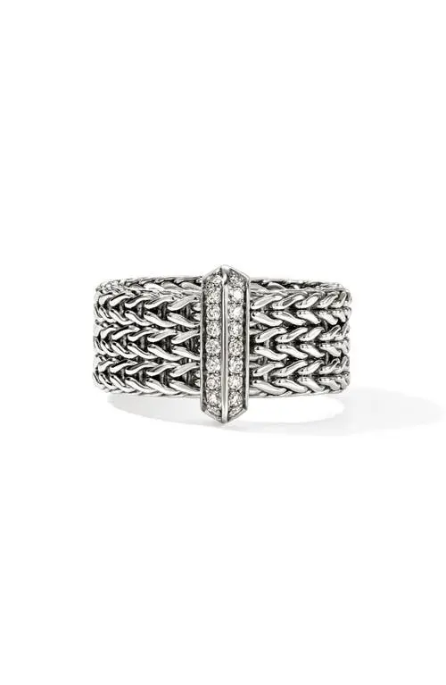 John Hardy Icon Link Ring With Diamonds - Silver