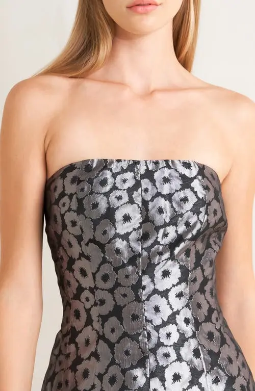 FREEMARKET Metallic Strapless Flare Mini Dress
