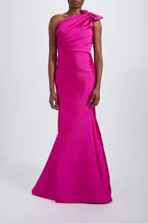 Amsale Mikado Draped Bodice Gown - Fuchsia