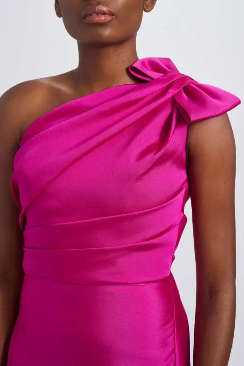 Amsale Mikado Draped Bodice Gown - Fuchsia