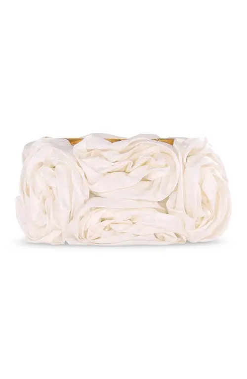 Badgley Mischka Jett Silk Satin Rosette Clutch