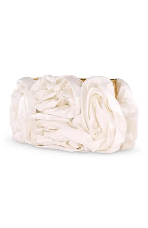 Badgley Mischka Jett Silk Satin Rosette Clutch