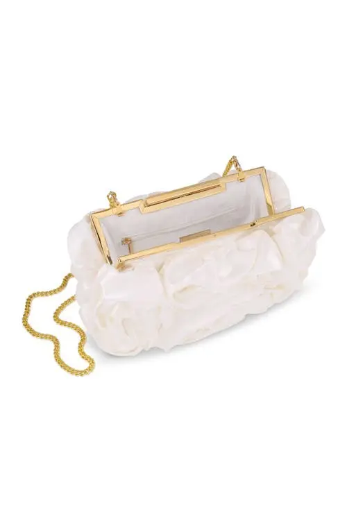 Badgley Mischka Jett Silk Satin Rosette Clutch