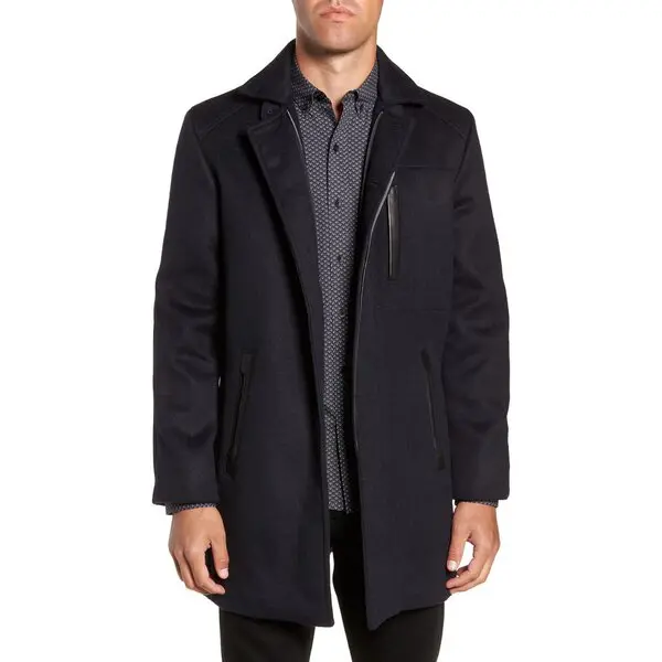 W.R.K Kilo Slim Fit Wool Blend Coat - Navy