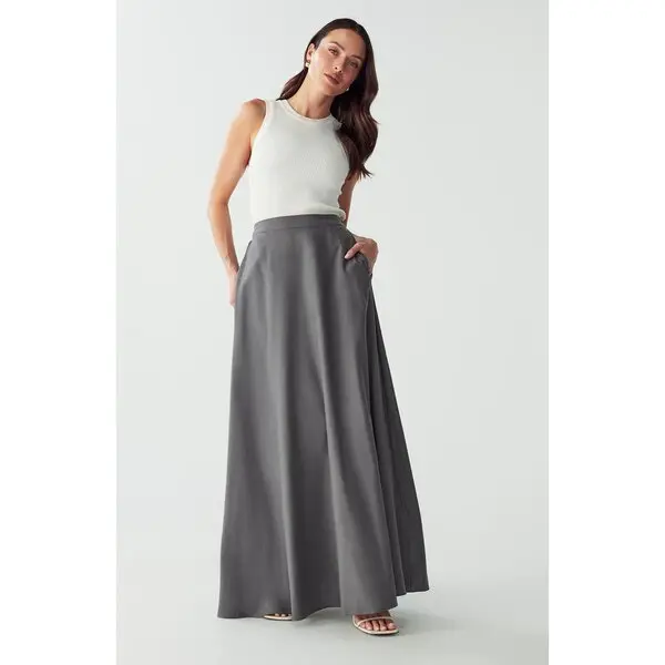 WILLA Isla Maxi Skirt - Charcoal