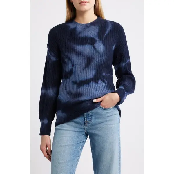 CITY BLUES Tie-dye Crewneck Sweater - Midnight