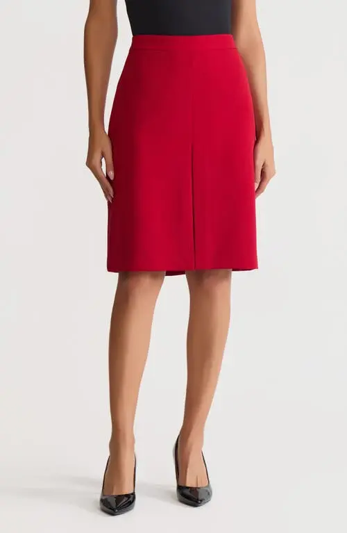 KASPER Pencil Skirt With Pleat Front - Fire Red