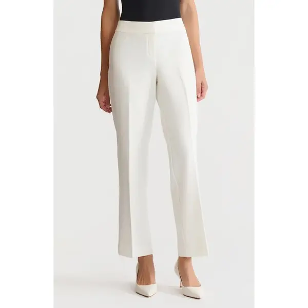 KASPER Flat Front Slim Pants - Vanilla Ice