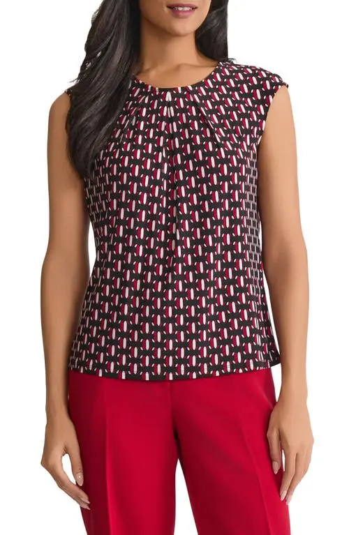 KASPER Printed Extended Shoulder Top