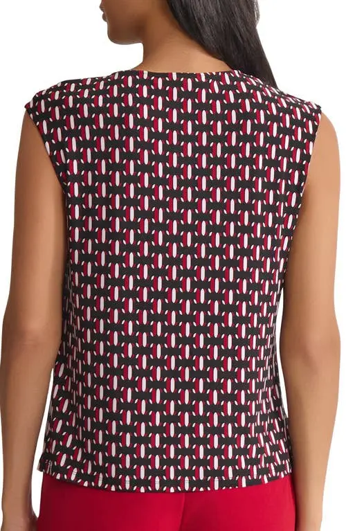 KASPER Printed Extended Shoulder Top