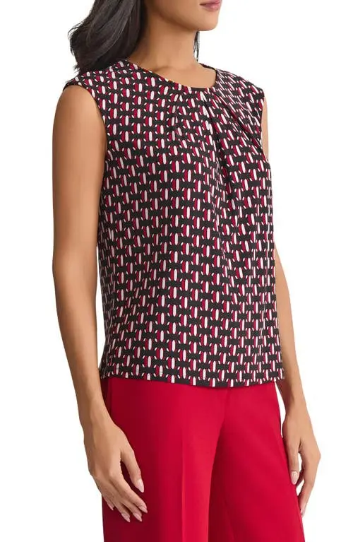 KASPER Printed Extended Shoulder Top