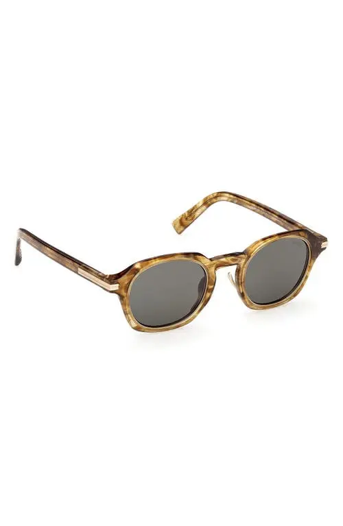 Zegna 47mm Round Frame Sunglasses