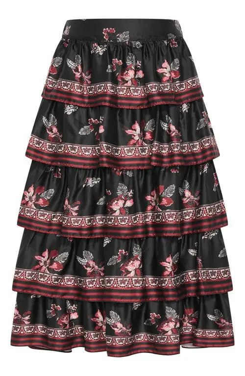 City Chic Drama Ruffle Tiered Maxi Skirt