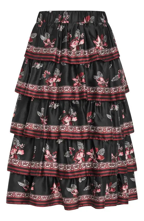 City Chic Drama Ruffle Tiered Maxi Skirt