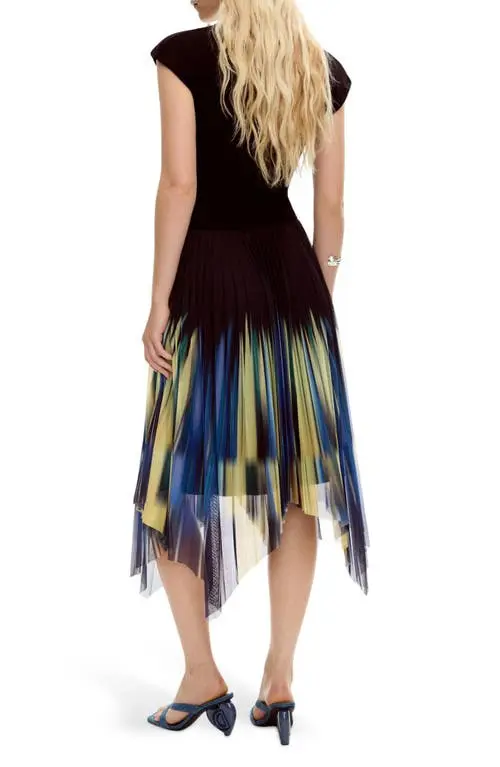 Desigual Pleated Handkerchief Hem Dress