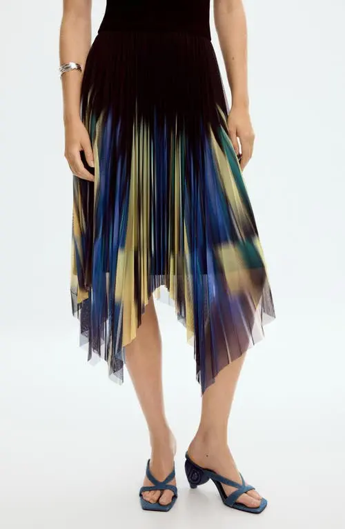 Desigual Pleated Handkerchief Hem Dress