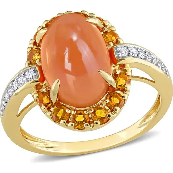 JULIANNA B. Citrine & Diamond Ring In 14k Yellow Gold - Moonstone