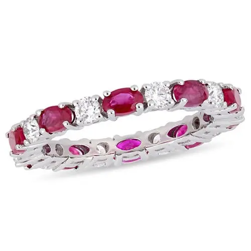 JULIANNA B. Diamond And Eternity Ring In 14k White Gold - Ruby