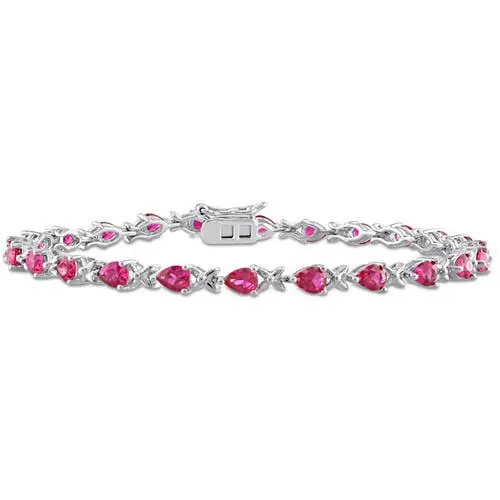 JULIANNA B. Lab-created Gemstone Pear X Link Bracelet - Lab-created Ruby